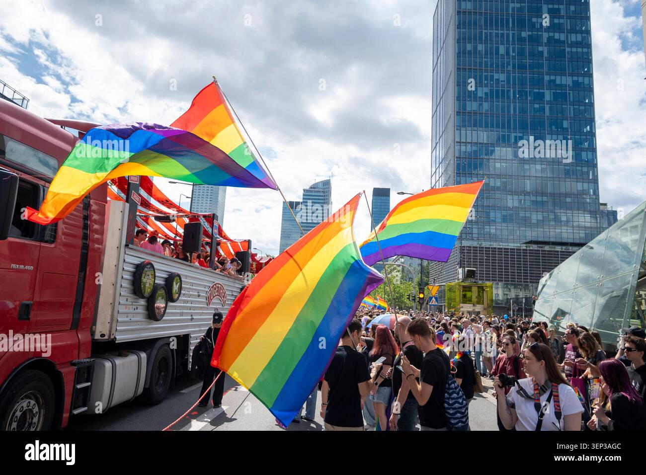 Warsaw, Poland. 13 June 2026. pride flags Seen during Warsaw Pride 2026 ...