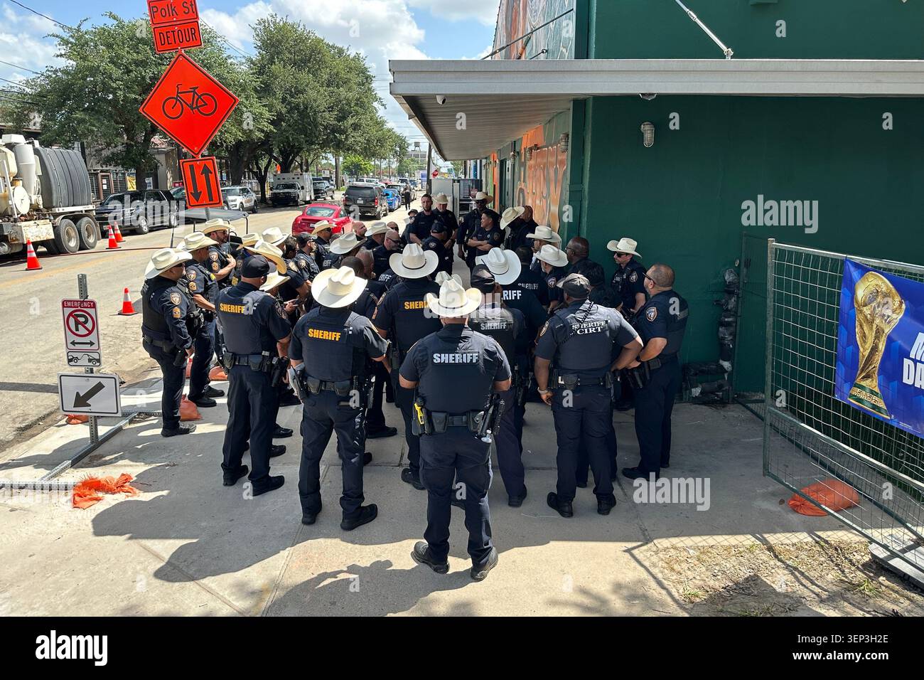 Sheriff’s officers receive a safety briefing outside the FIFA Fan ...