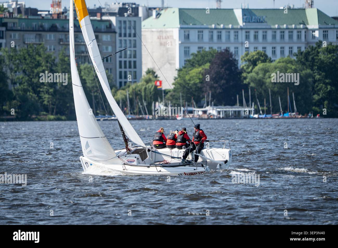 Team Garda Girls on boat 17 in race 20 Stock Photo - Alamy