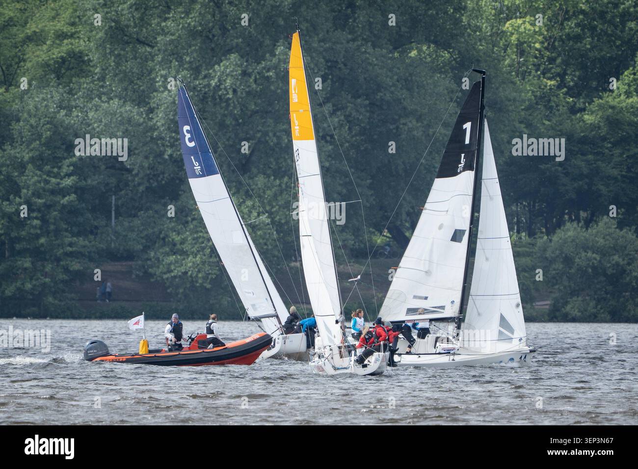 Team Garda Girls on boat 17 in race 20 Stock Photo - Alamy