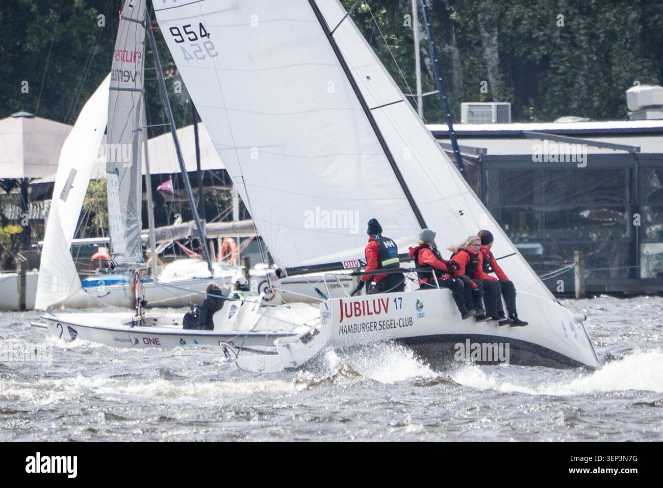 Team Garda Girls on boat 17 in race 20 Stock Photo - Alamy