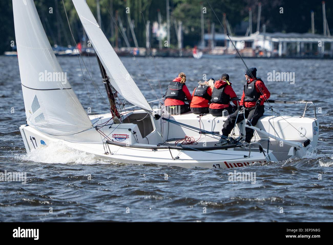 Team Garda Girls on boat 17 in race 20 Stock Photo - Alamy