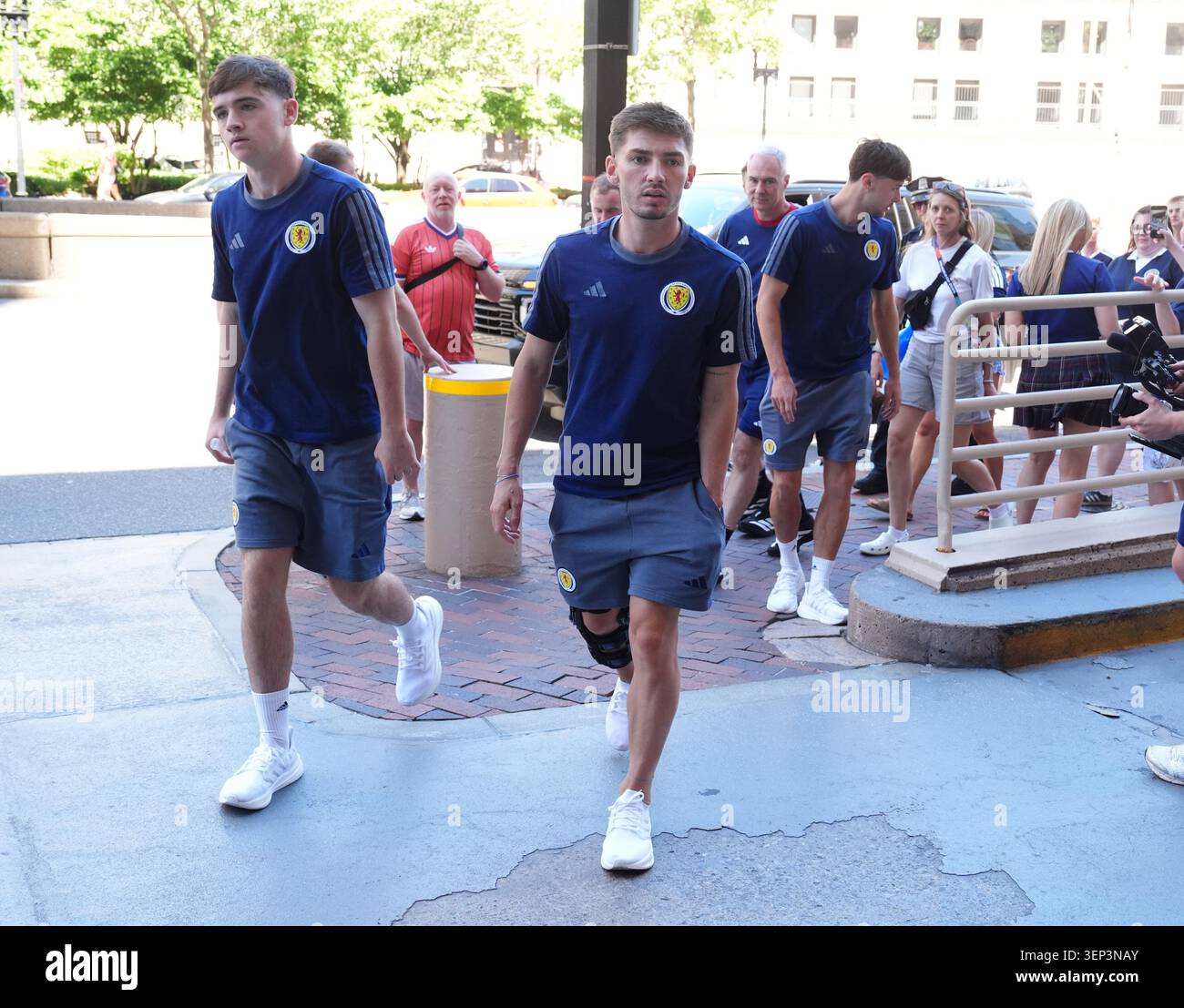 Scotland's Billy Gilmour during a team walk in Boston, USA. Picture ...