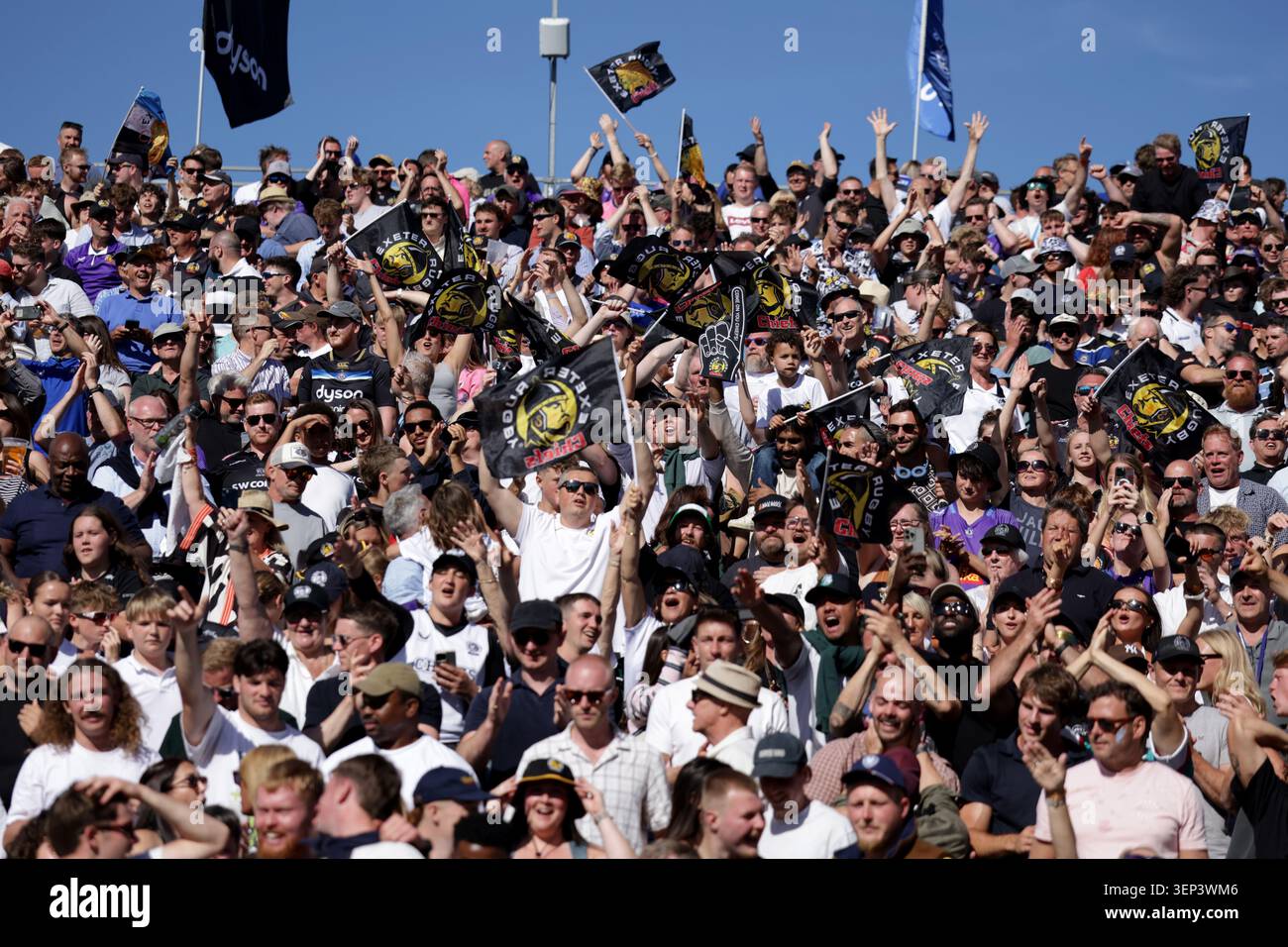 Exeter Chiefs fans celebrate following the Gallagher PREM match at The ...