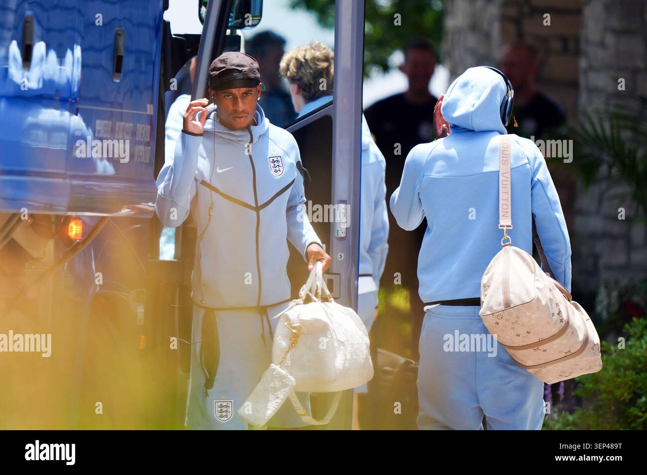 England's Marcus Rashford arriving at the team hotel, Kansas City ...