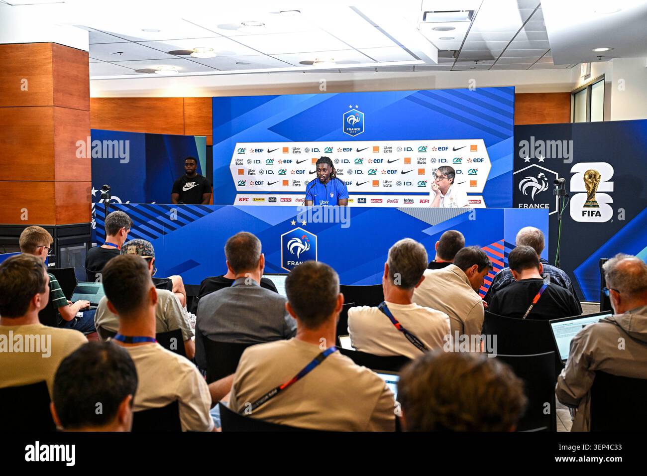 France’s Manu KONE gives a press conference at Bentley university on ...