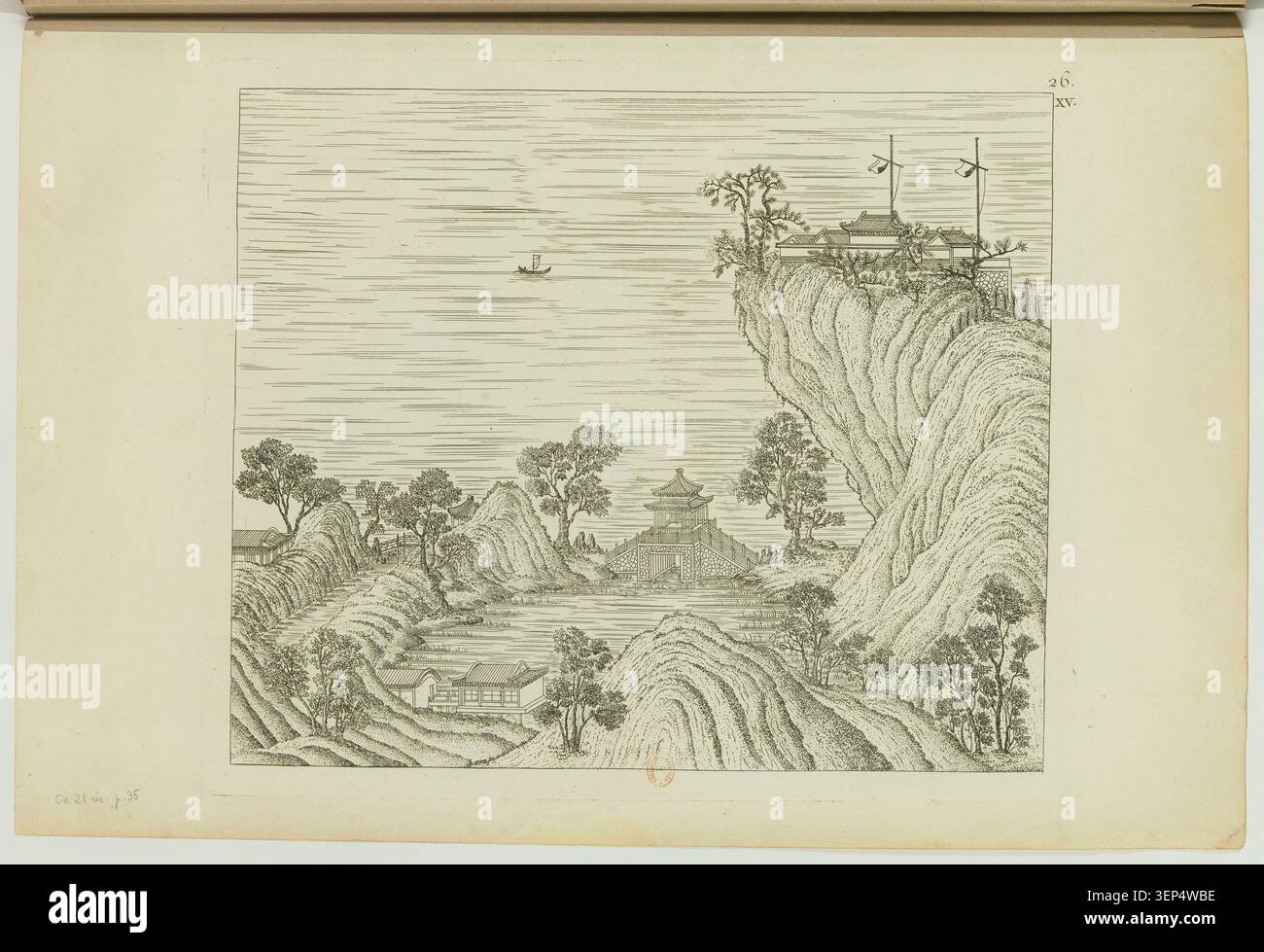 Beijing imperial grounds garden structures engraving hi-res stock ...