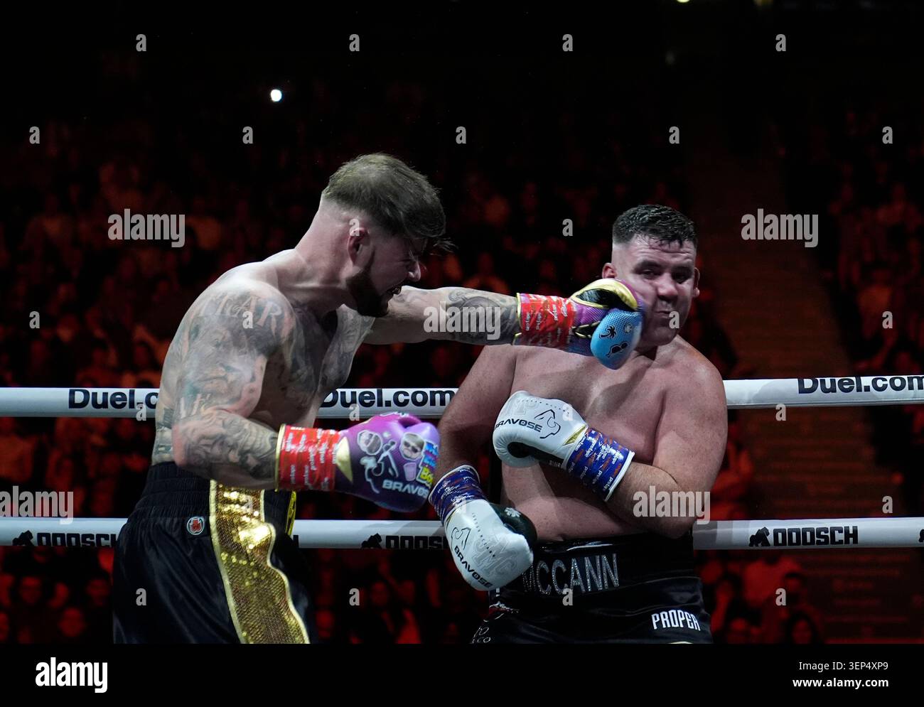 Ibiza Final Boss in action against Jordan McCann at the AO Arena ...