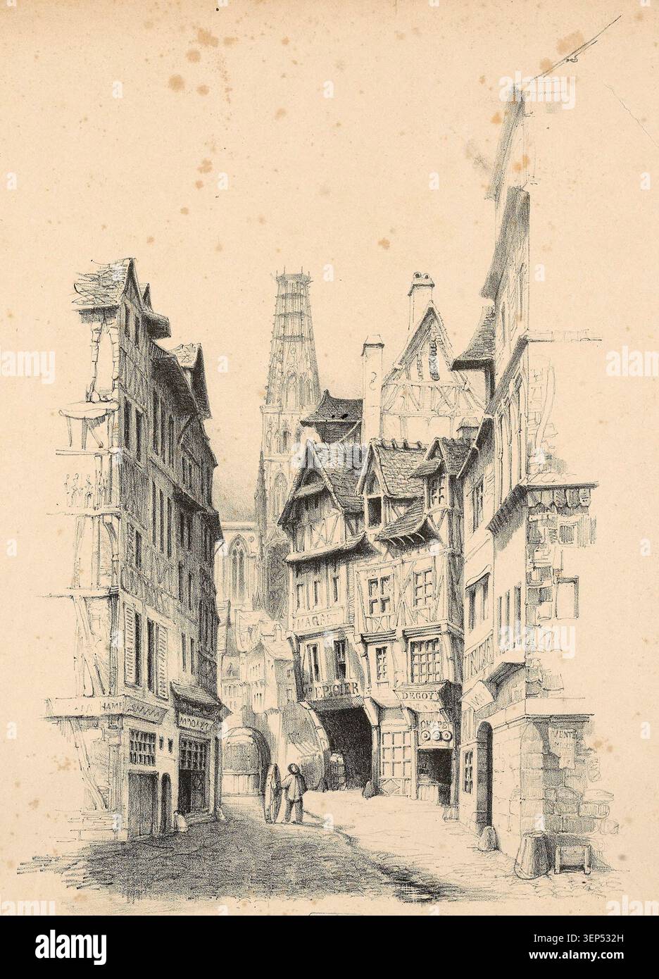Rouen half timber facade 19th century street hi-res stock photography ...