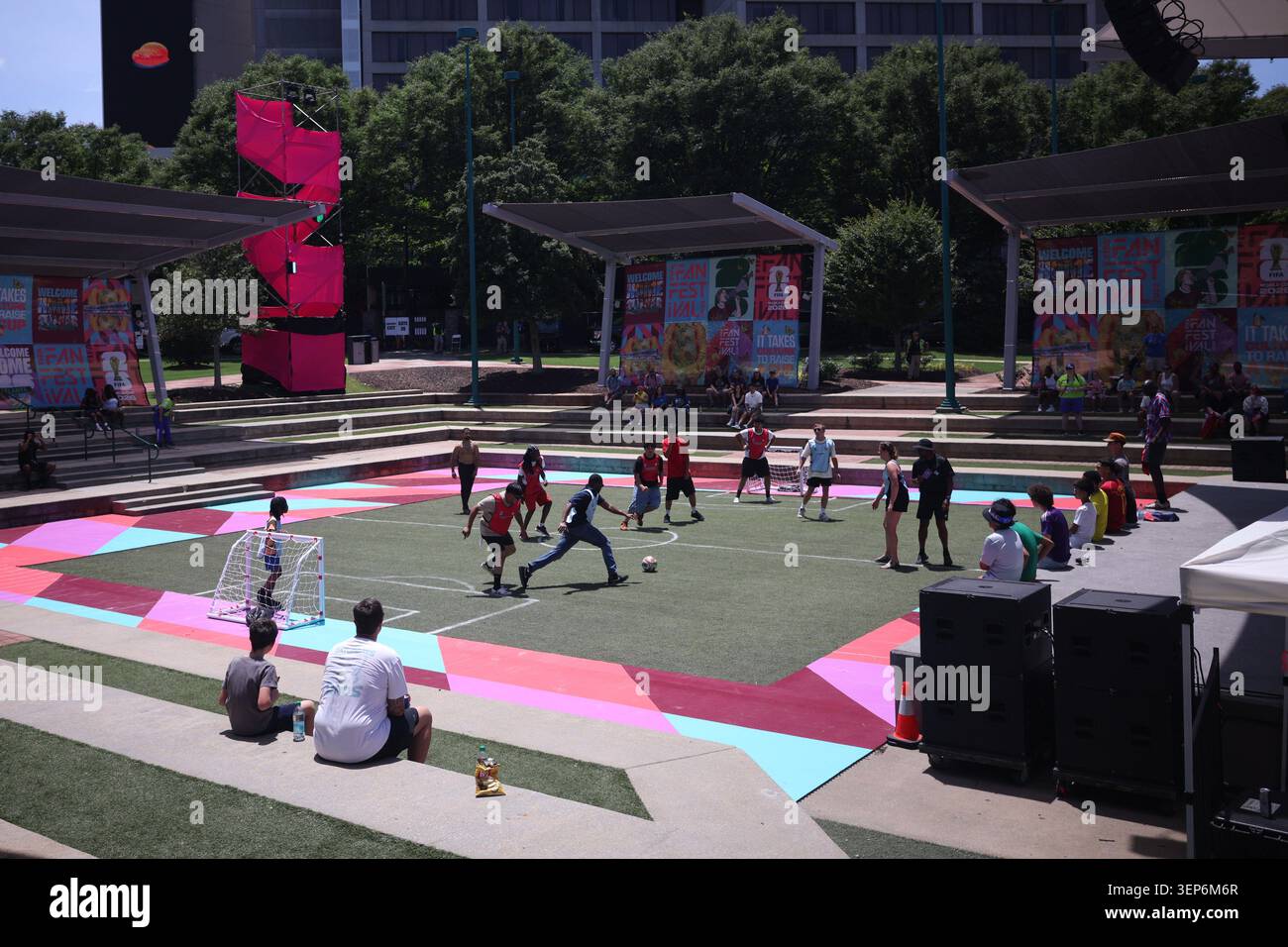 A mixed small-sided game in full swing at the FIFA Fan Festival in ...