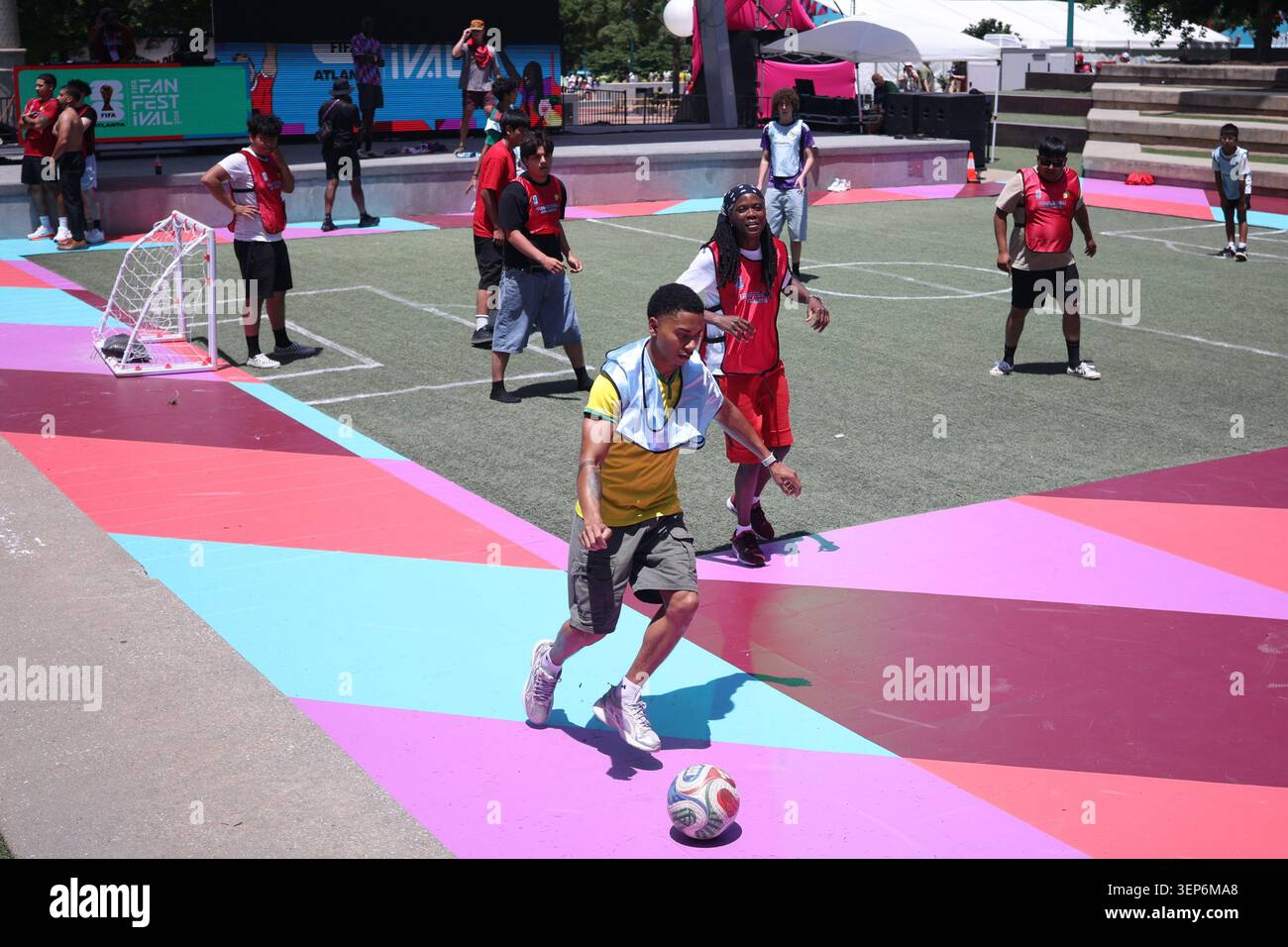 A mixed small-sided game in full swing at the FIFA Fan Festival in ...