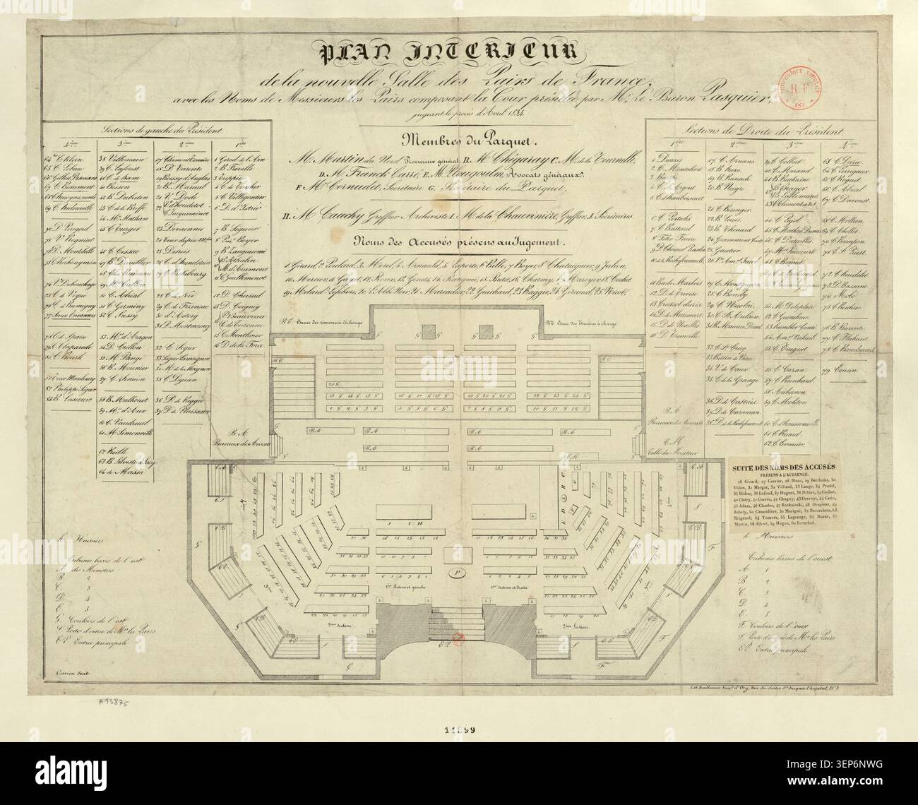Chamber of peers seating plan engraving france hi-res stock photography ...