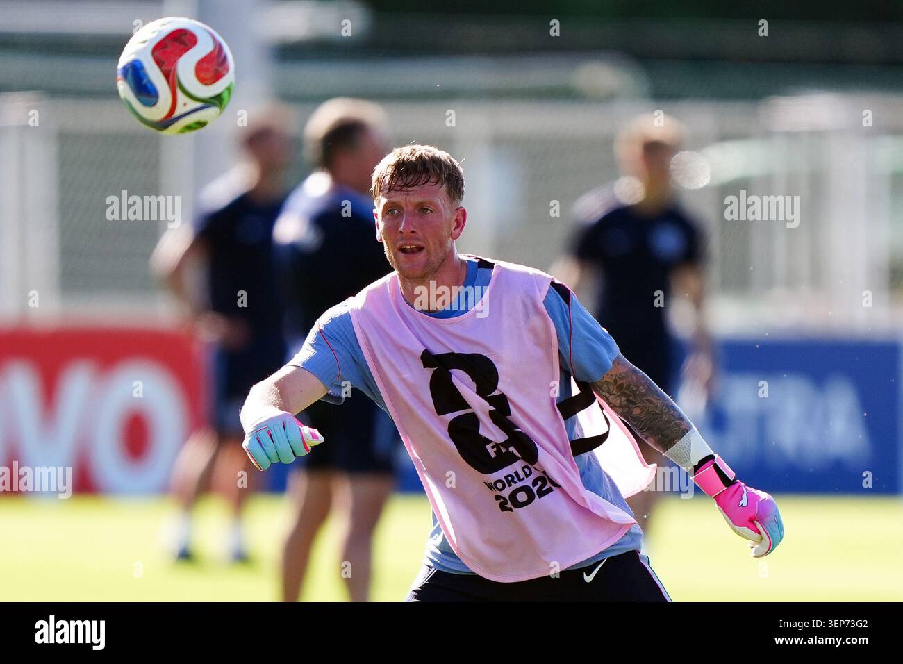 England goalkeeper Jordan Pickford during a training session at Swope ...