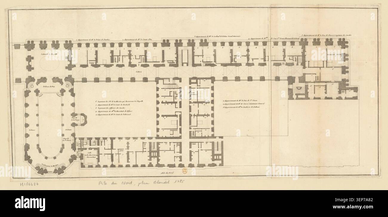 Versailles floor plan engraving 18th century architecture hi-res stock ...