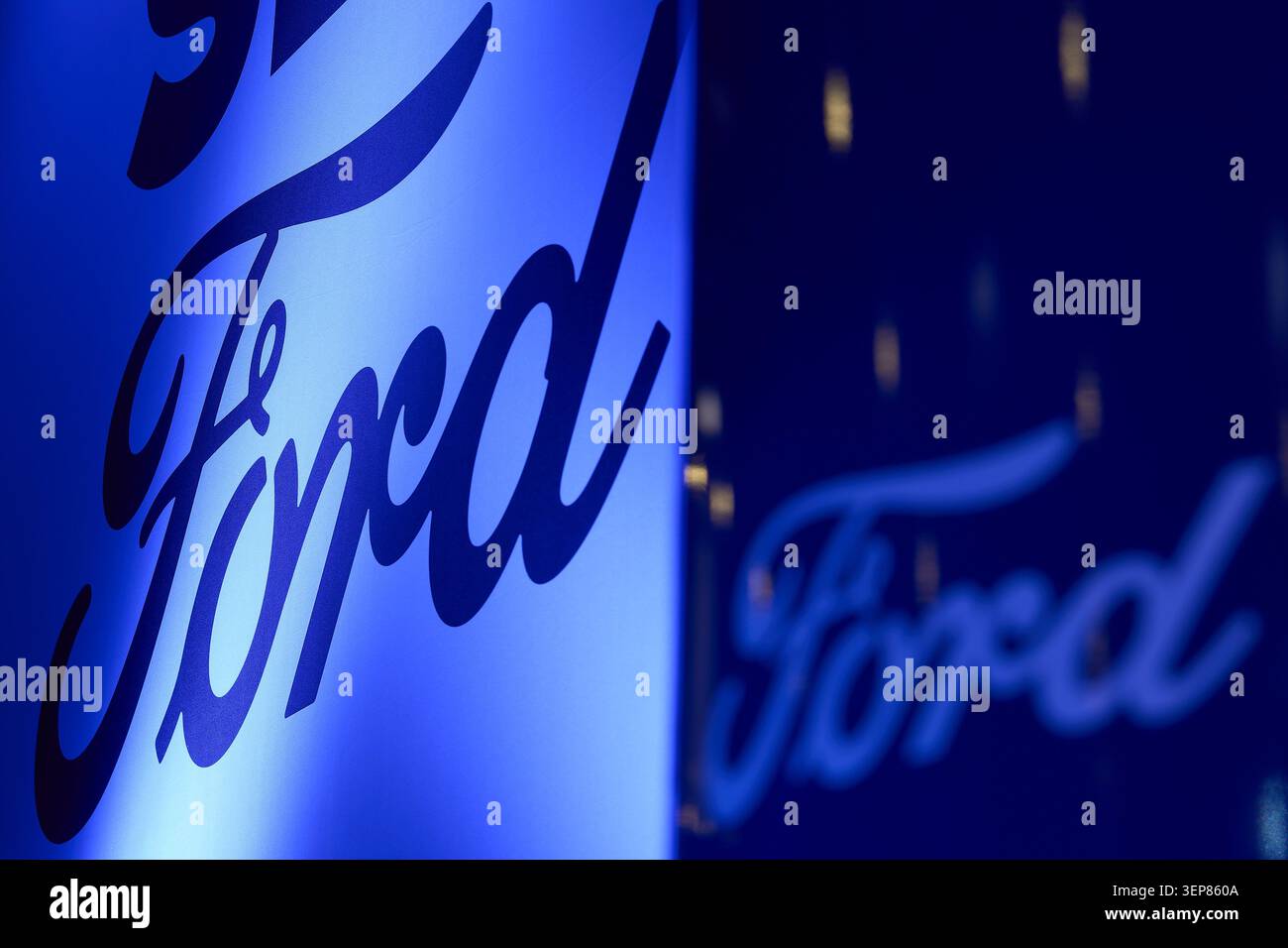 Bucharest, Romania. 13th Jun, 2026: Large Ford logo during TechExpo ...