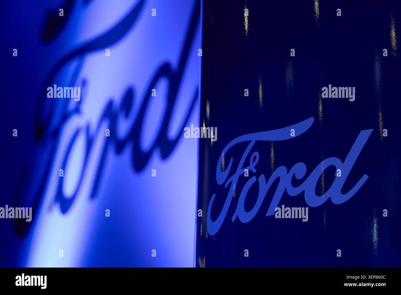 Bucharest, Romania. 13th Jun, 2026: Large Ford logo during TechExpo ...