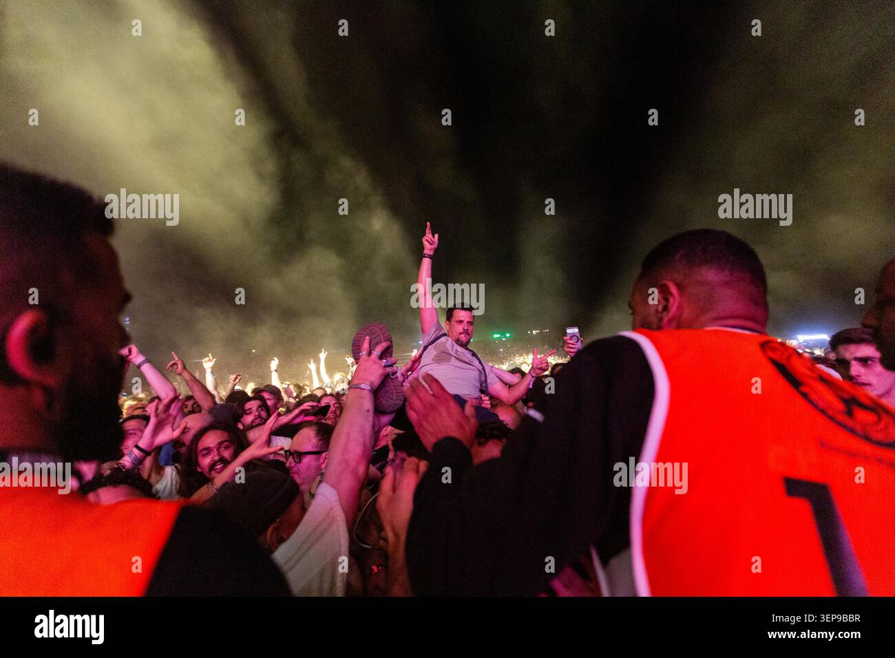 Joe Talbot, vocalist of the British punk band IDLES, performs during ...