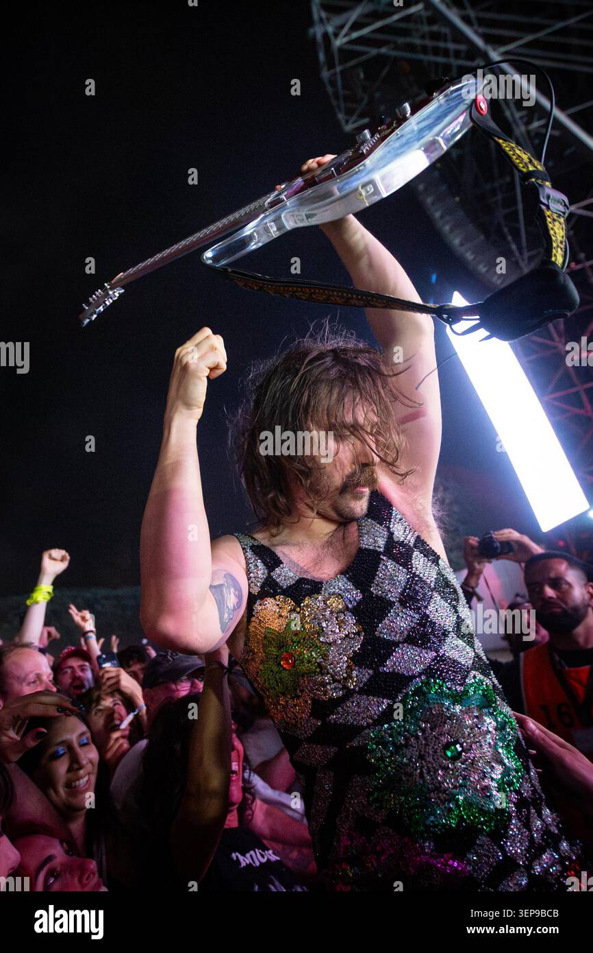 Mark Bowen, guitarist of the British punk band IDLES, performs during ...