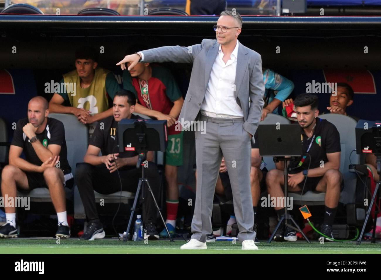IPA85666458 - Mohamed Ouahbi, head coach of Morocco, during the Brazil ...