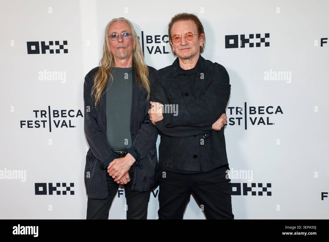 Guggi, left, and Bono attend the "GUGGI" premiere at SVA Theatre during ...