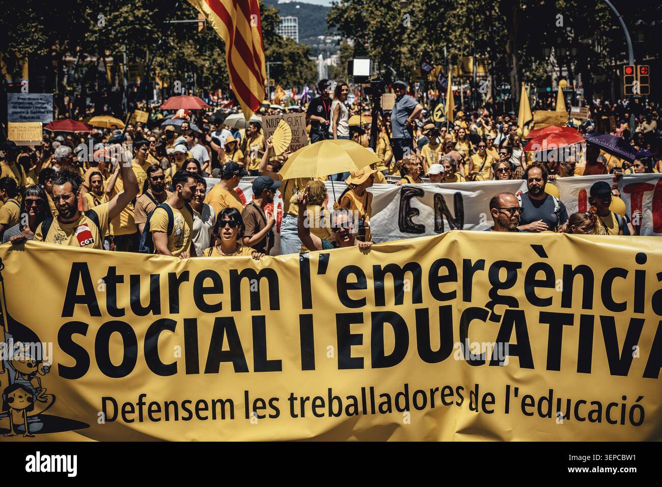 Barcelona, Spain. 14 June, 2026: Catalan teachers demonstrate for ...