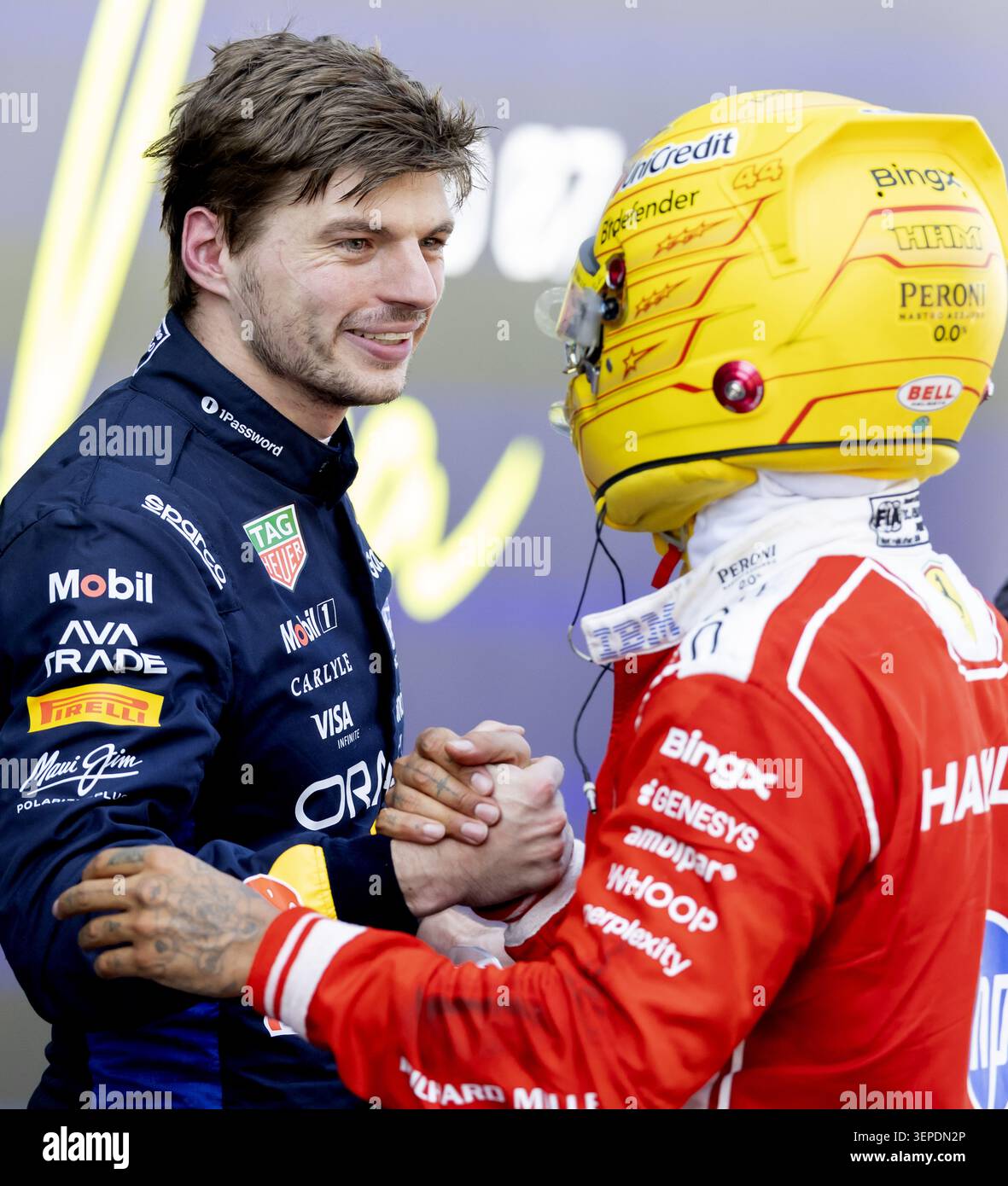 BARCELONA - (lr) Max Verstappen (Red Bull Racing), Lewis Hamilton ...