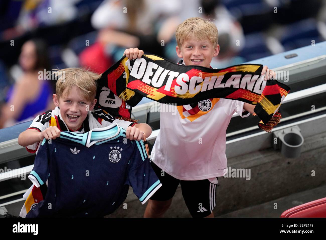 Germany fans pose before the World Cup Group E soccer match between ...