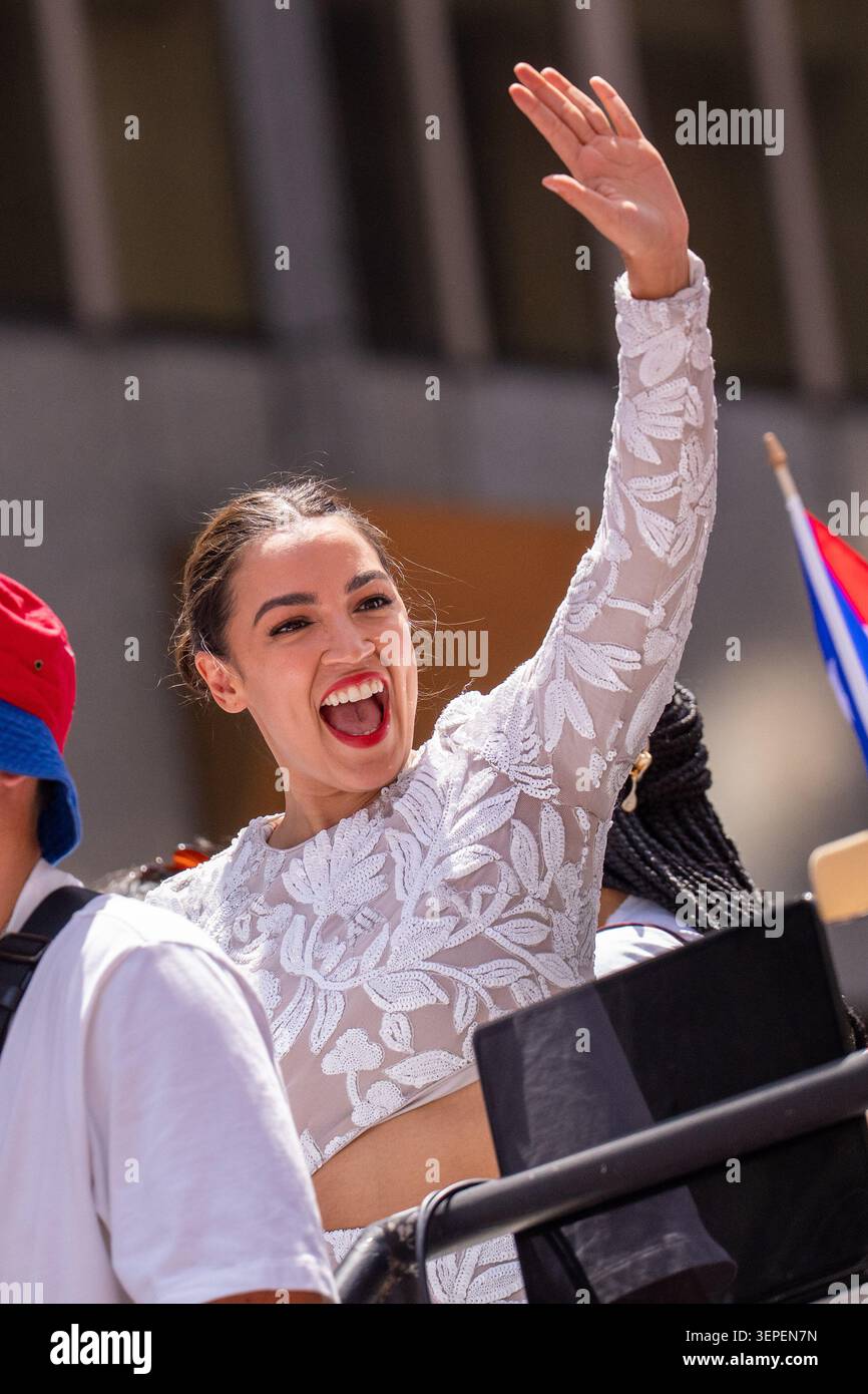 Rep. Alexandria Ocasio-Cortez, D-N.Y., takes part in the National ...