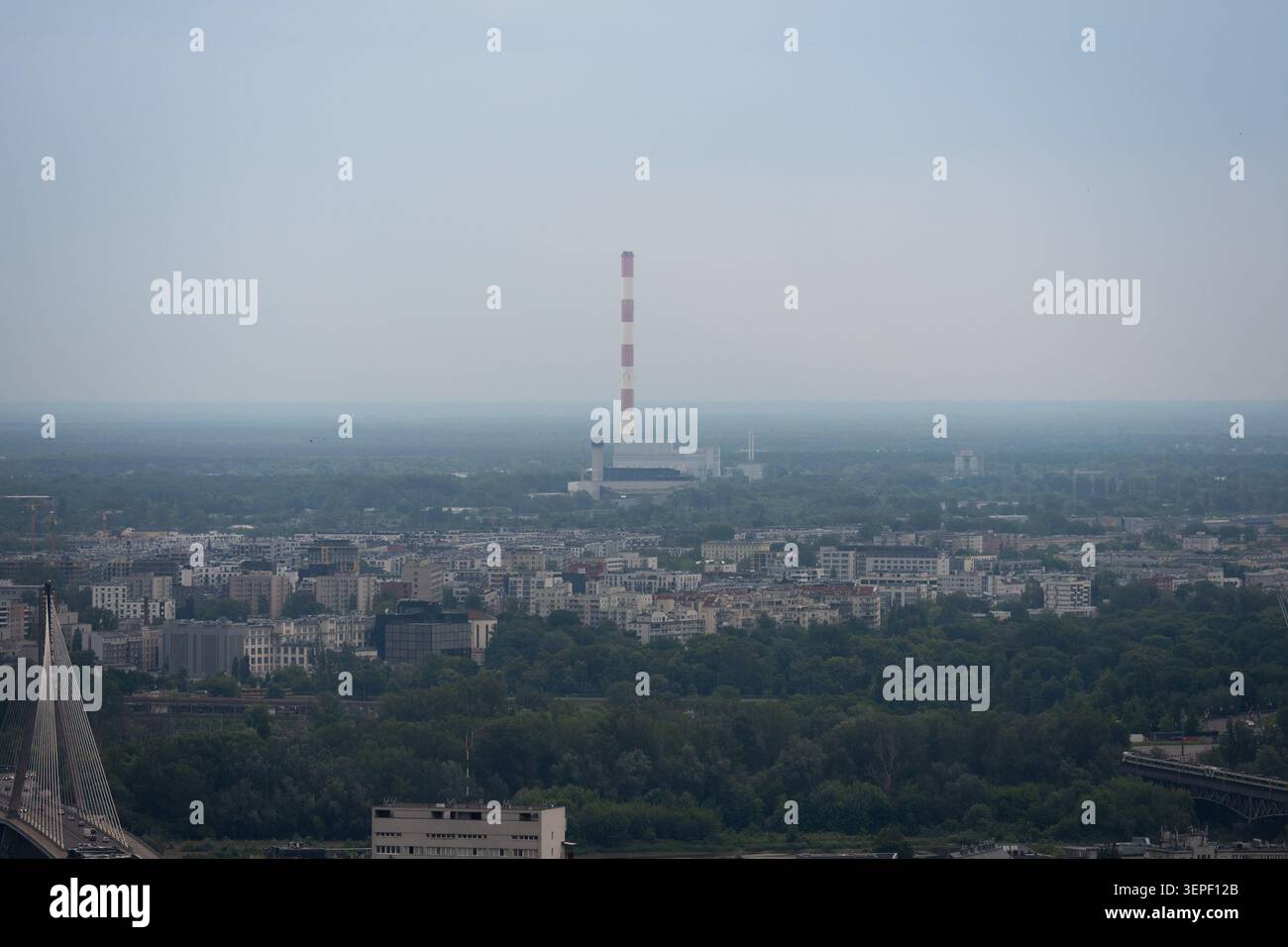 The Orlen Kaweczyn heat plant is seen from the observation deck of the ...
