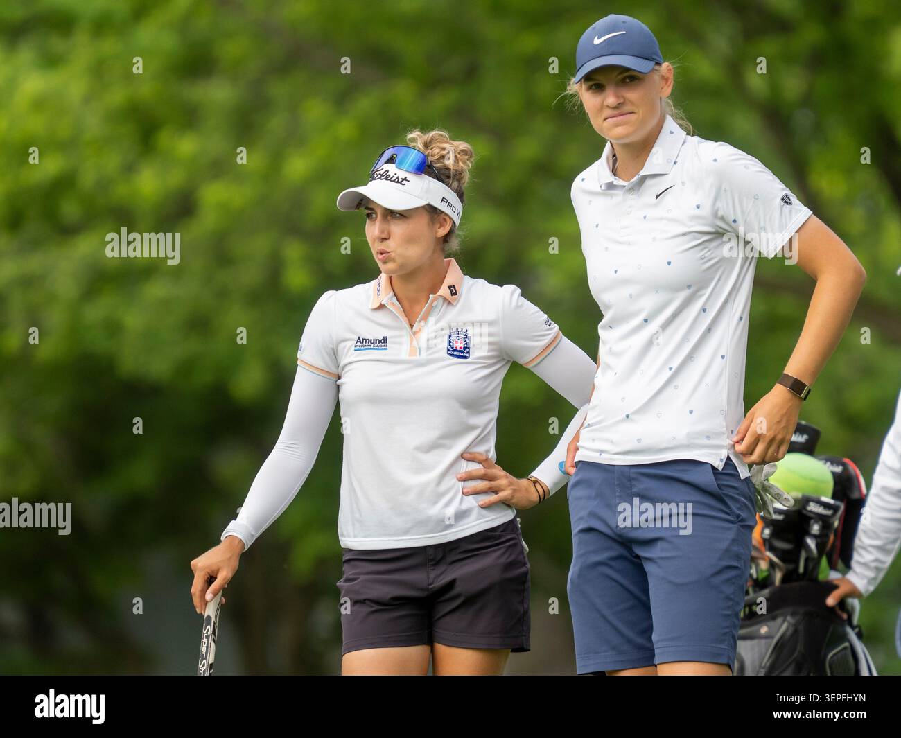 MIDLAND, MI - JUNE 13: Teammates Helen Briem and Nastasia Nadaud look ...