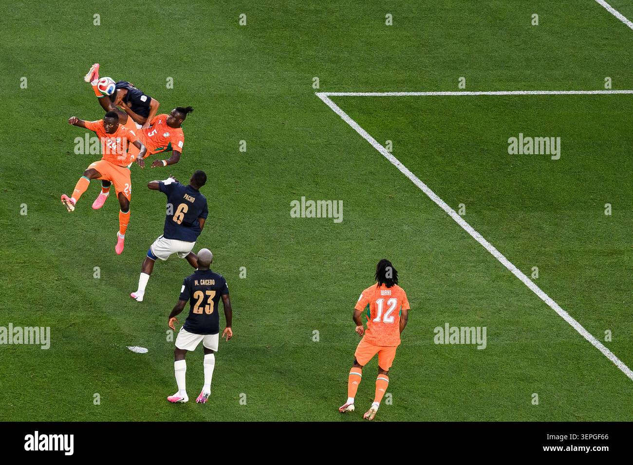 Wilfried Singo of Cote d'Ivoire attempts a bicycle kick during the FIFA ...