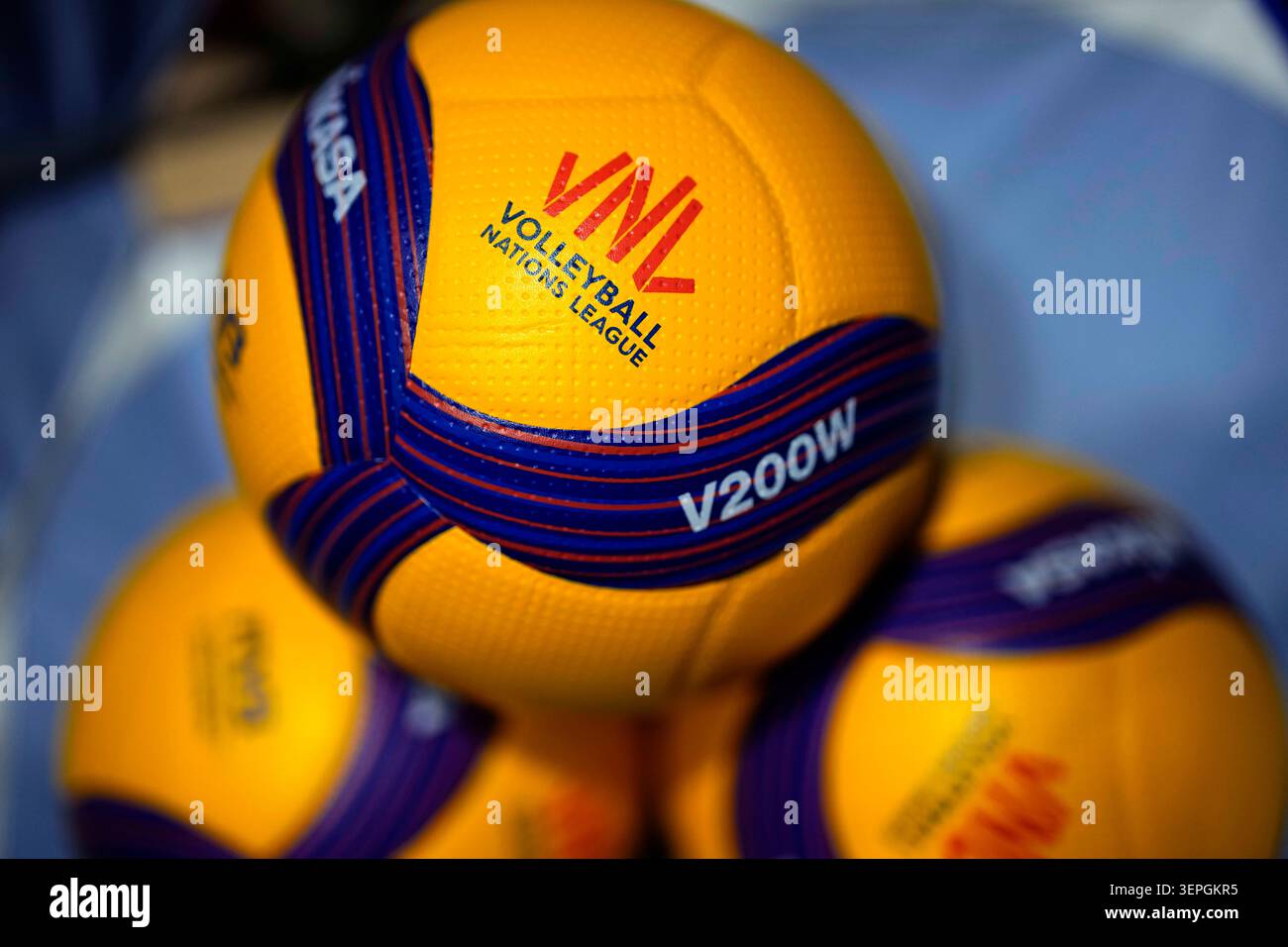 Volleyball Nations League (VNL) balls are shown in Ottawa, on Wednesday ...