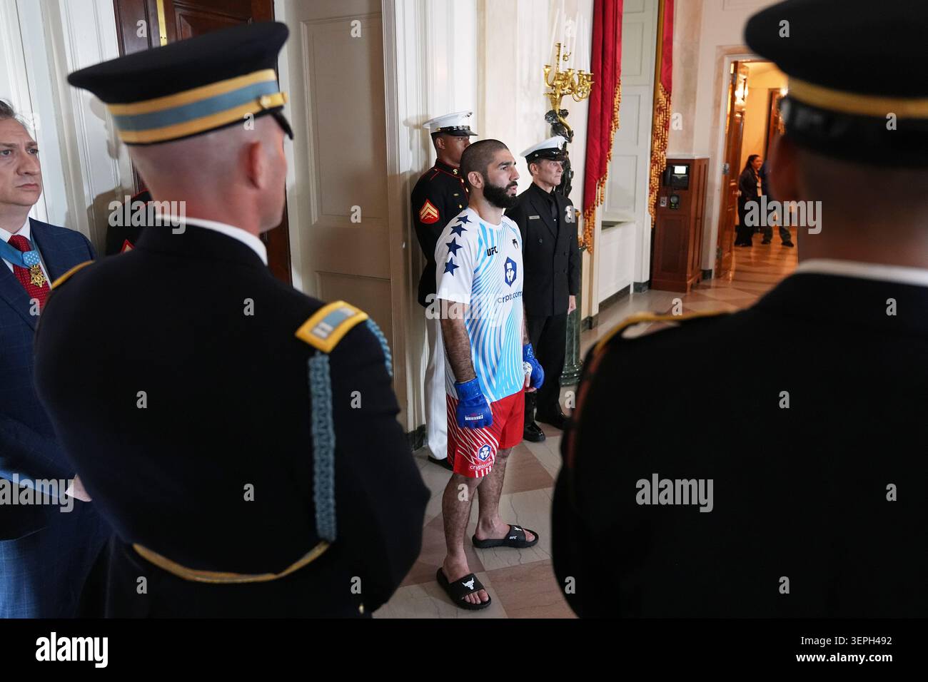 Aiemann Zahabi walks through the White House before his bantamweight ...