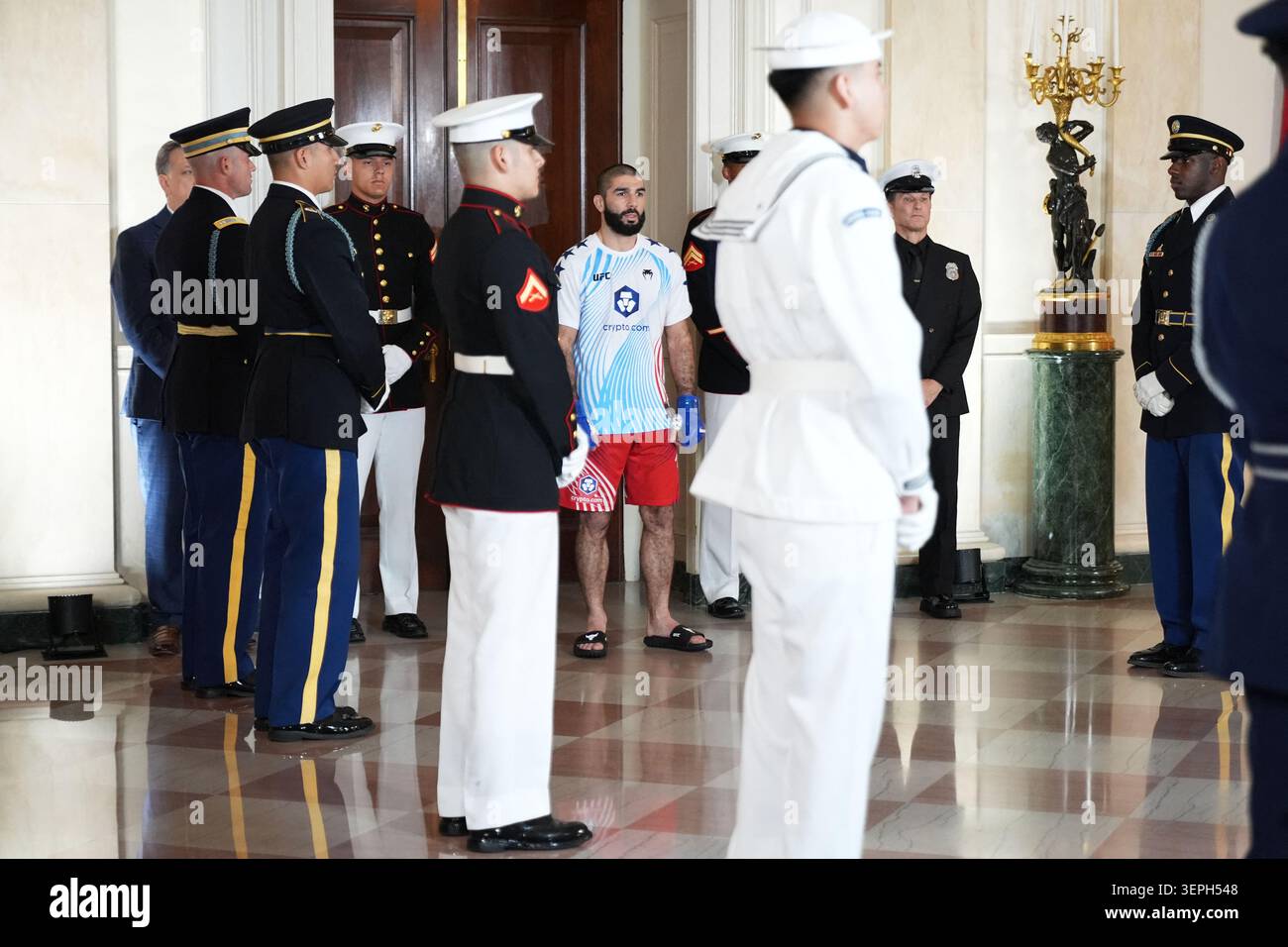 Aiemann Zahabi walks through the White House before his bantamweight ...