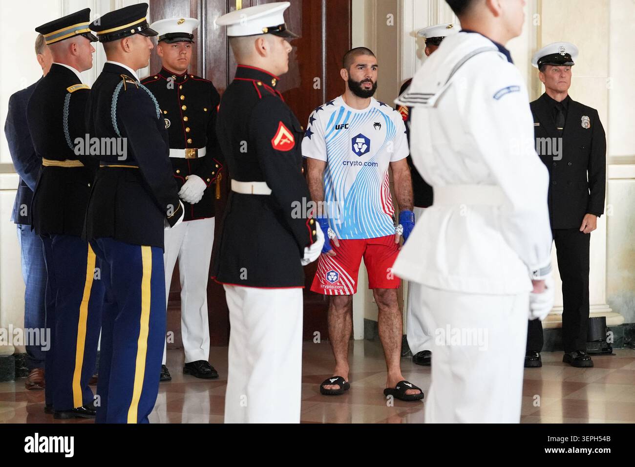 Aiemann Zahabi walks through the White House before his bantamweight ...