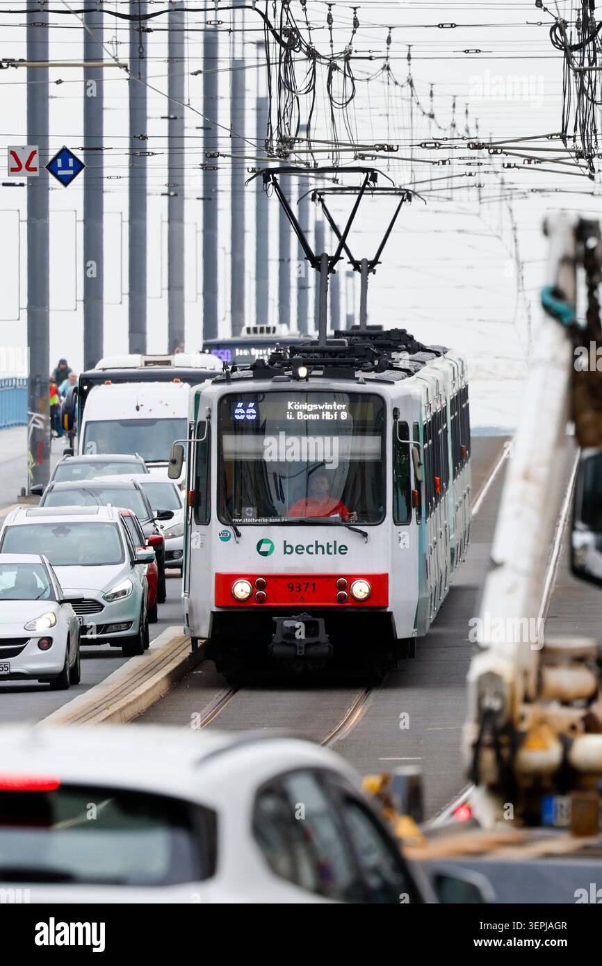 Bonn, Germany. 15th June, 2026. An SWB (Stadtwerke Bonn) tram passes by ...