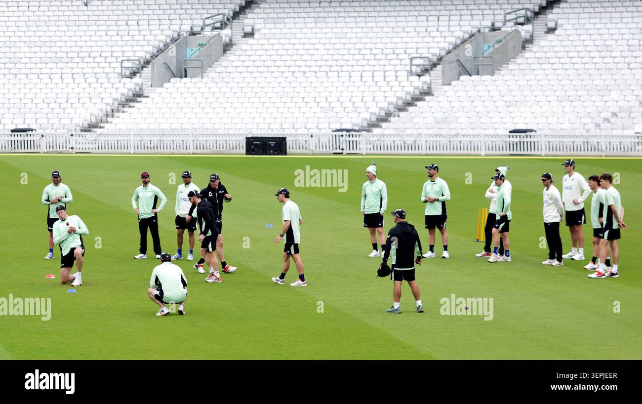 New Zealand players during a nets session at The Kia Oval, London ...
