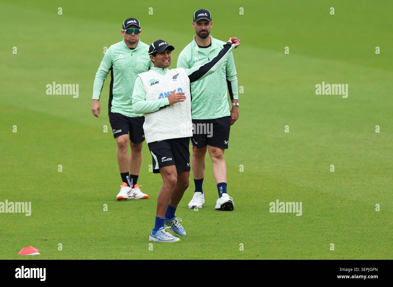 New Zealand's Rachin Ravindra during a nets session at The Kia Oval ...