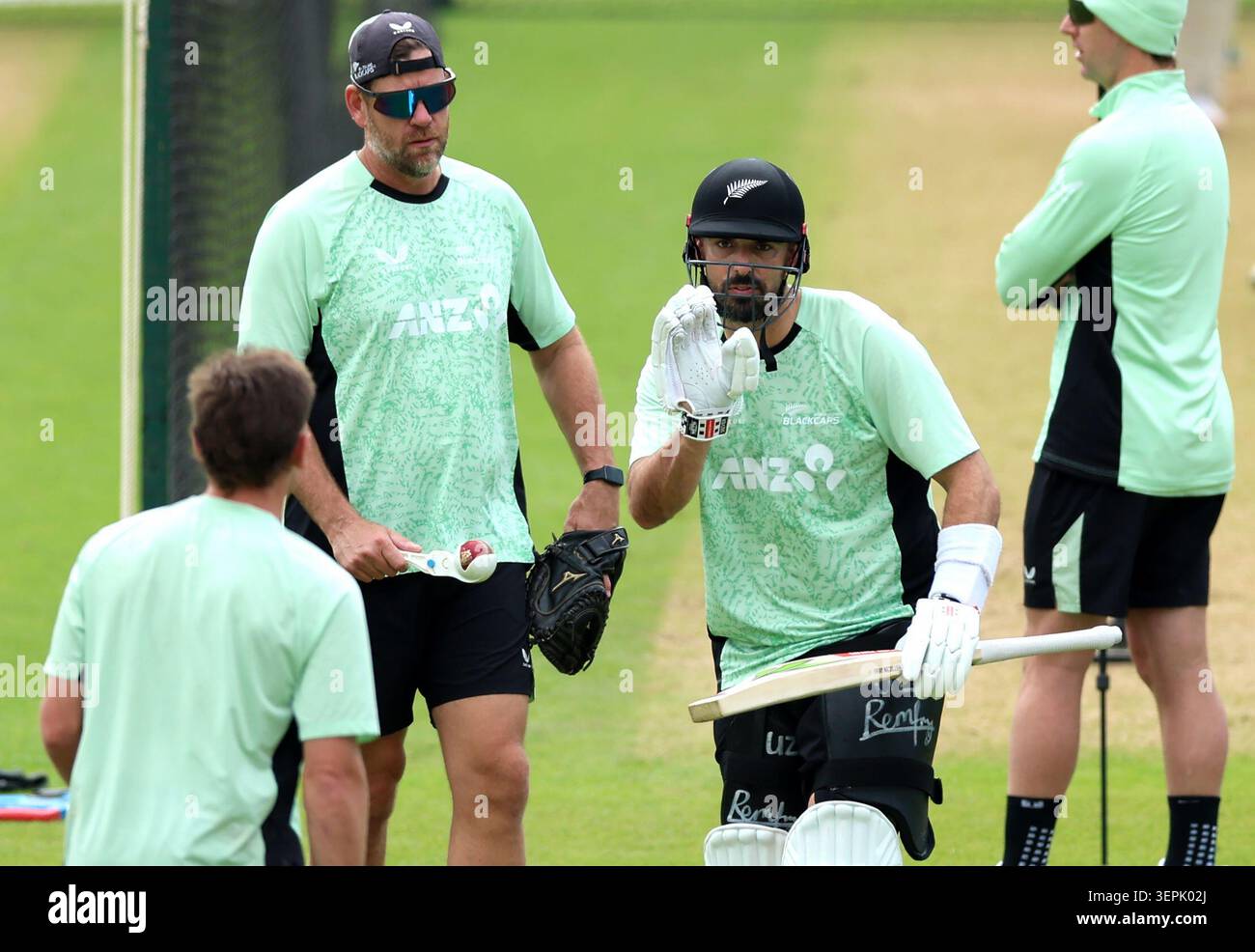 New Zealand's Daryl Mitchell (centre right) during a nets session at ...