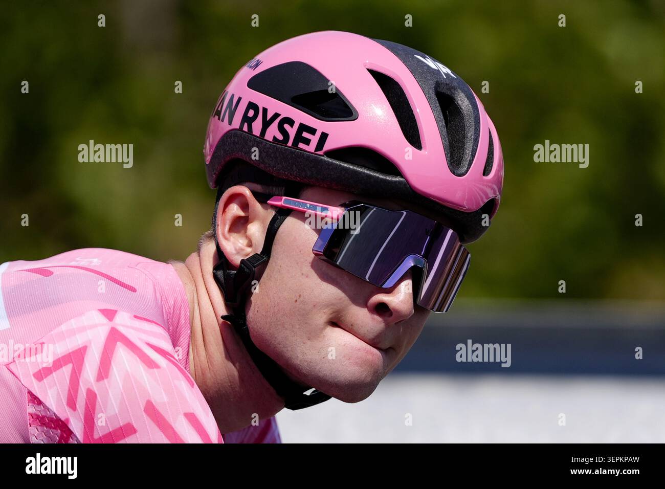 The pink jersey Norway's Kasper Haugland of Decathlon CMA CGM ...