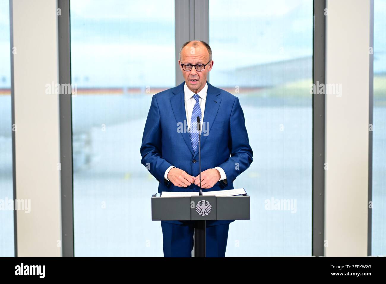 15 June 2026, Brandenburg, Schönefeld: Chancellor Friedrich Merz (CDU ...