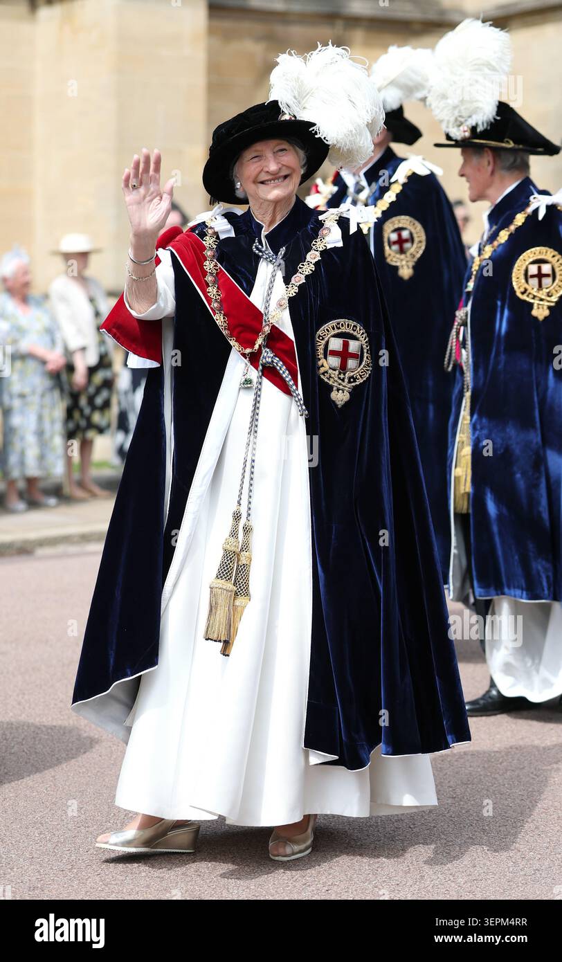 Lady Mary Peters attending the annual Order of the Garter Service at St ...