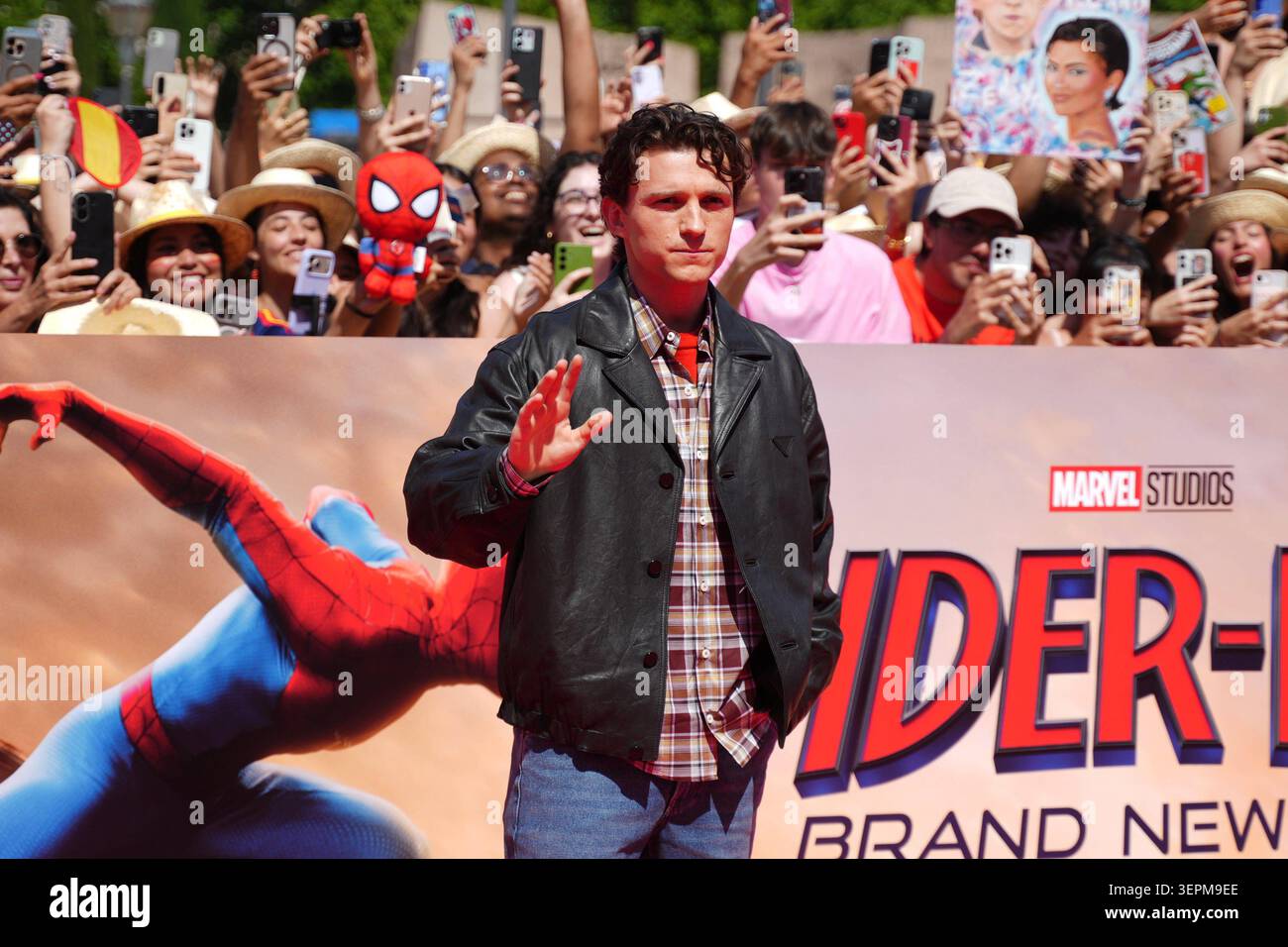 Actor Tom Holland at photocall film Spiderman: Brand New Day in Madrid ...
