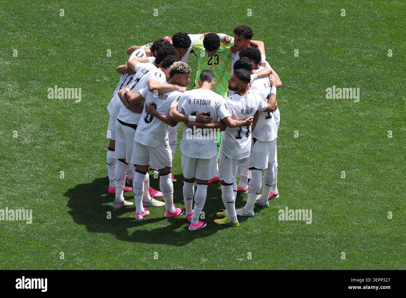 Egypt huddles before the World Cup Group G soccer match between Belgium ...