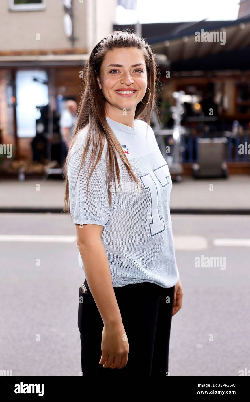 Actress Altine Emini (role: team assistant Samira Leka / Sam) at a set ...