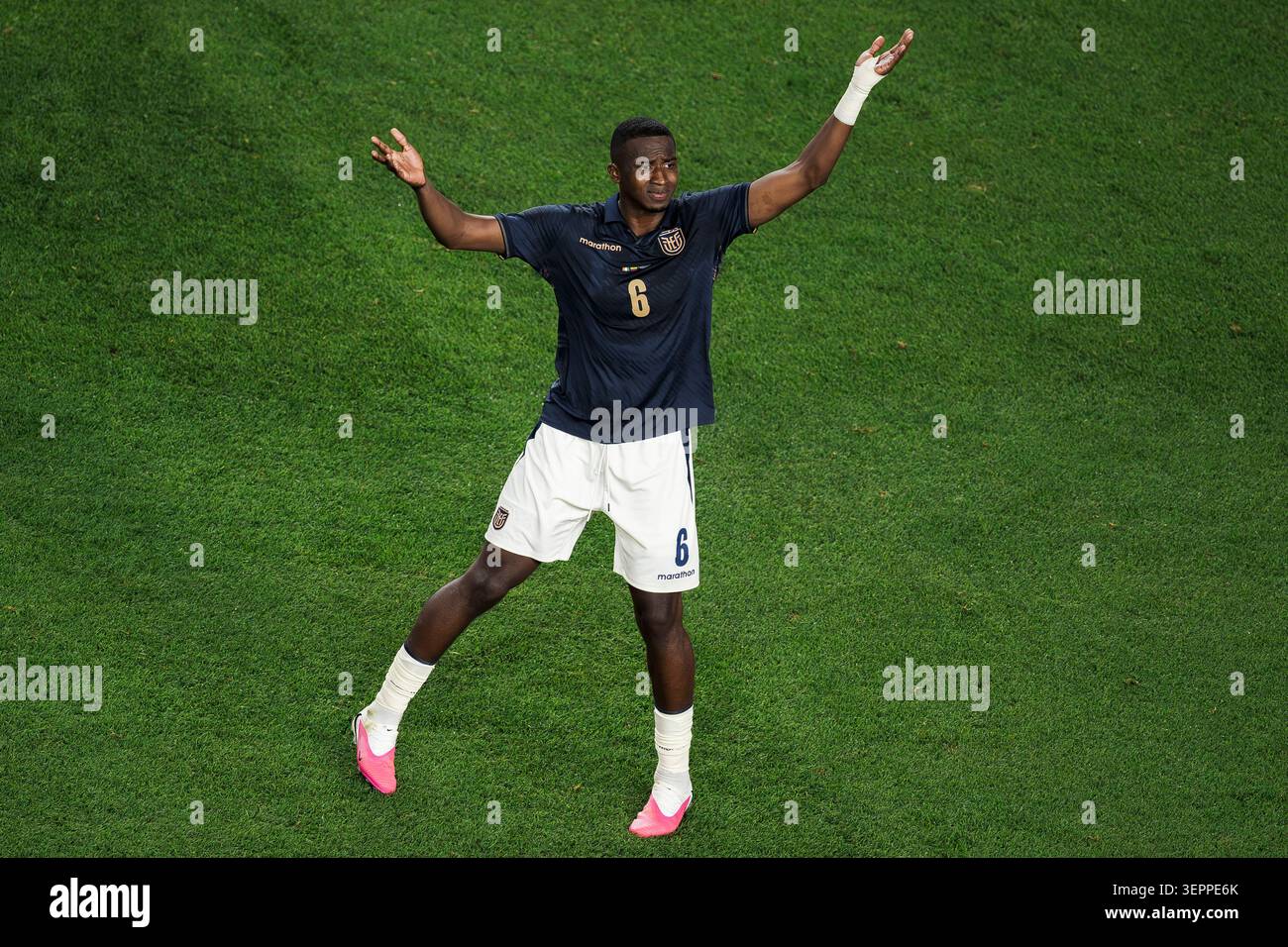 Willian Pacho of Ecuador reacxts during the FIFA World Cup 2026 Group E ...