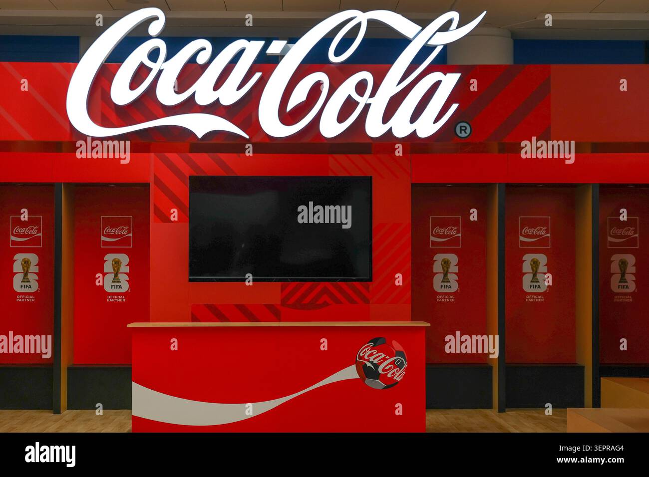A detail view of the FIFA World Cup 2026 Coca-Cola product activation ...