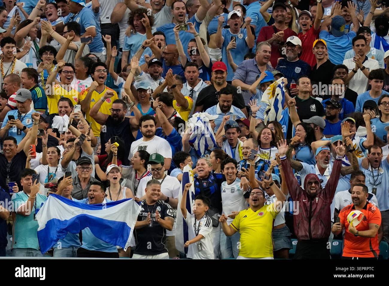 Fans react after Uruguay's Maxi Araujo scored his side's first goal ...