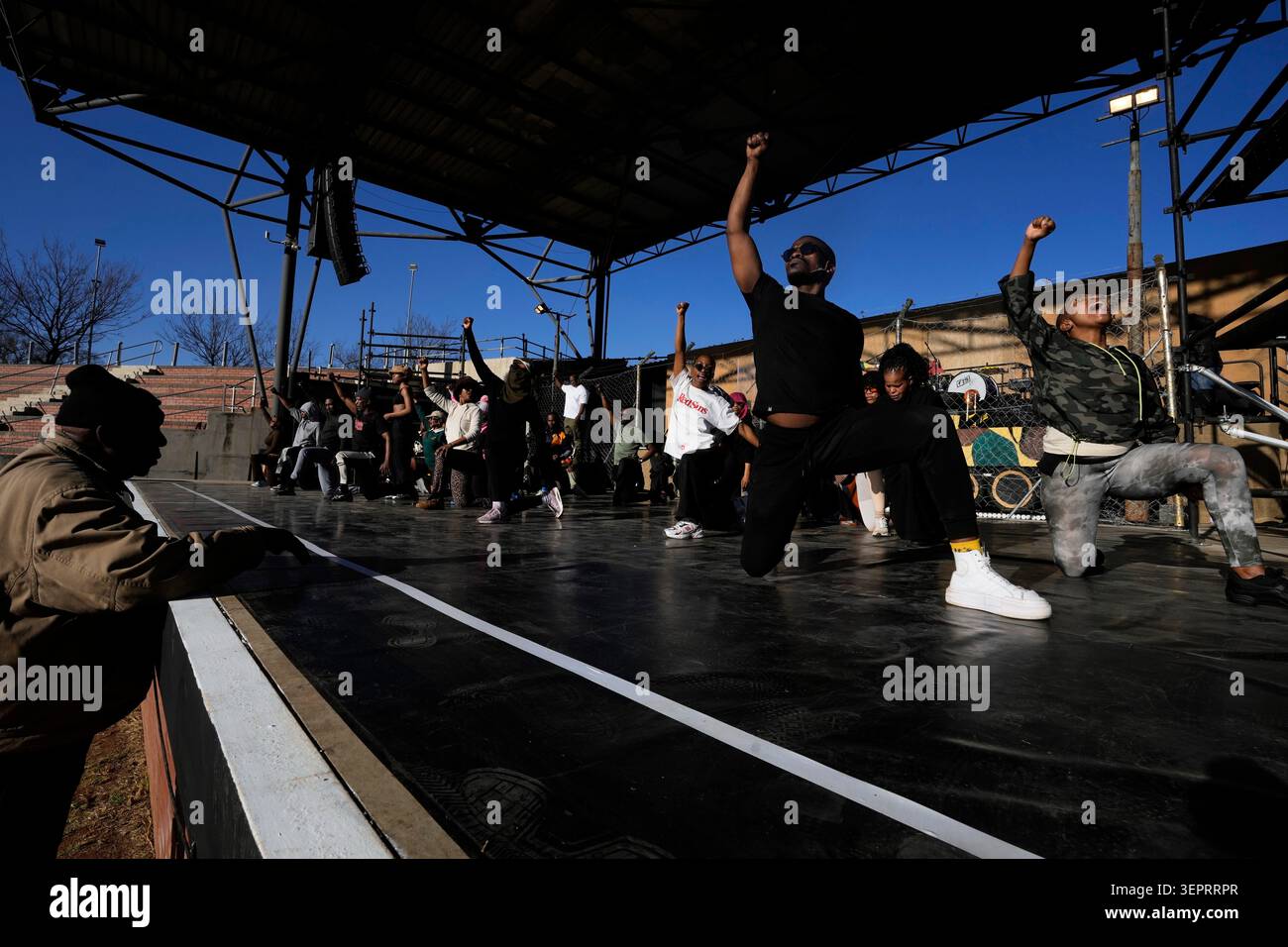 Sarafina cast members perform during rehearsal at Jabulani Amphitheatre ...