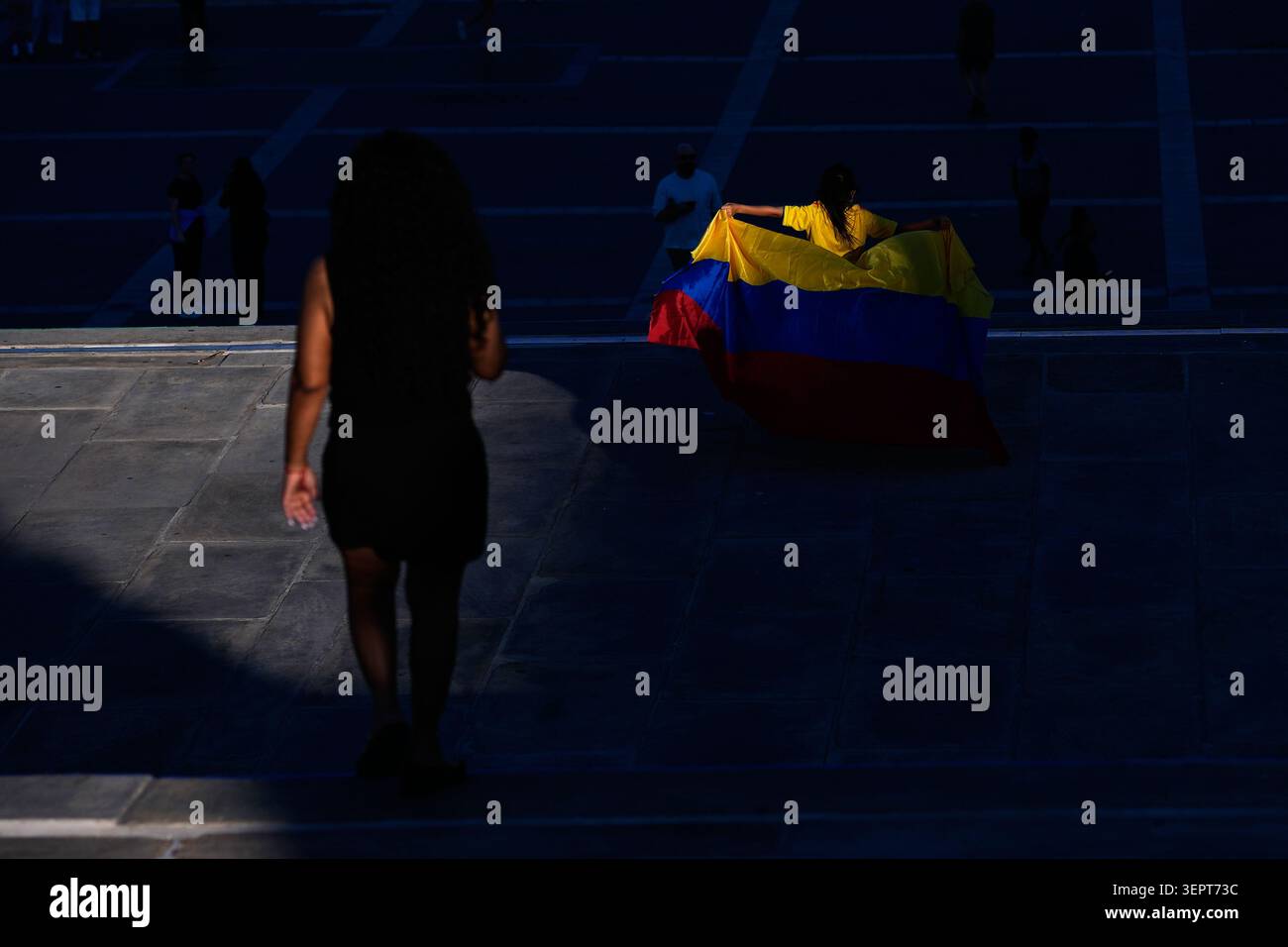 A young girl runs down the Rocky Steps in Philadelphia, Monday, June 15 ...